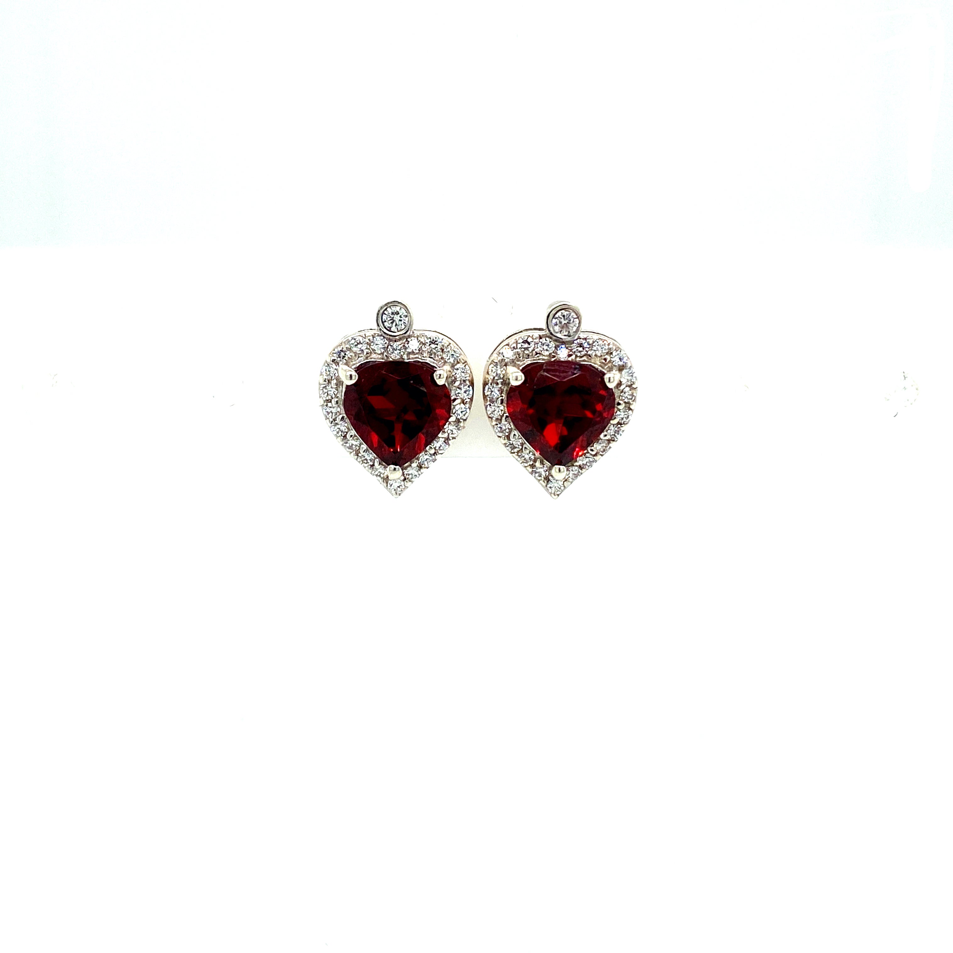 Natural Heart Shape Garnet Diamond Gemstone Earring 925 Sterling Silve ...